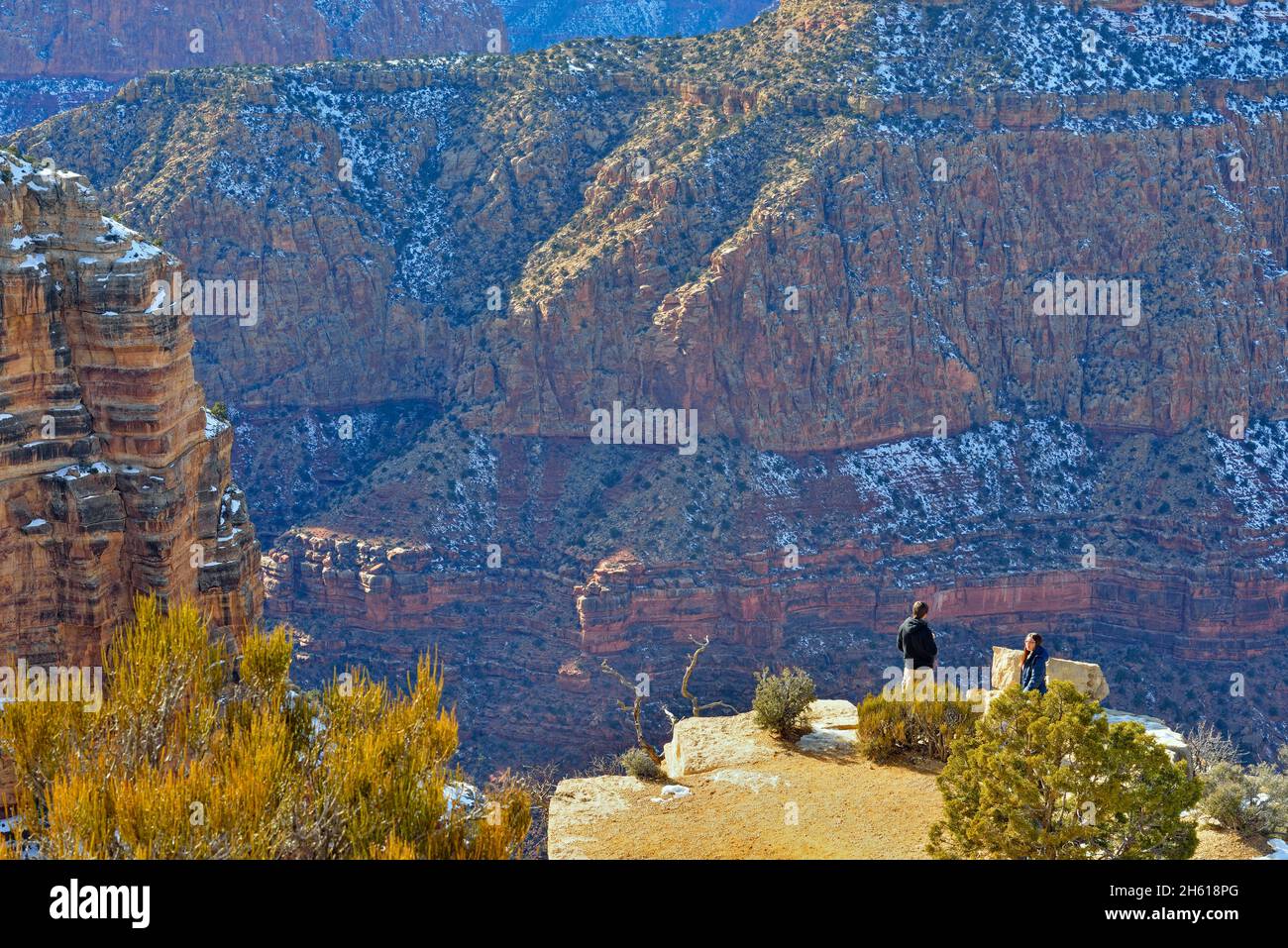 A tourist at the South Rim at Grandview Point, Grand Canyon National ...