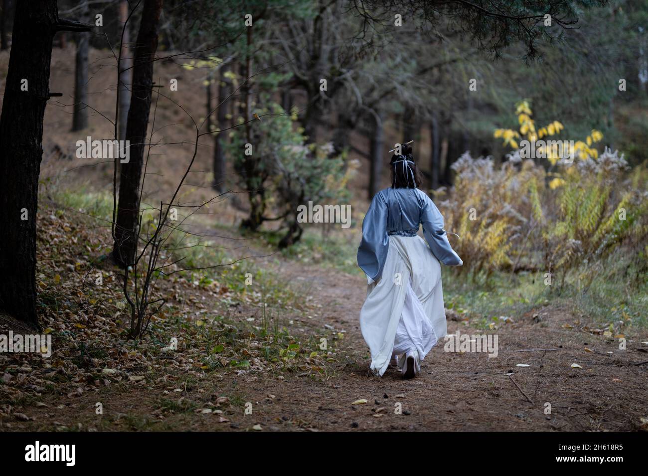 Concept - Interest in Chinese Traditional Culture. One woman in ...