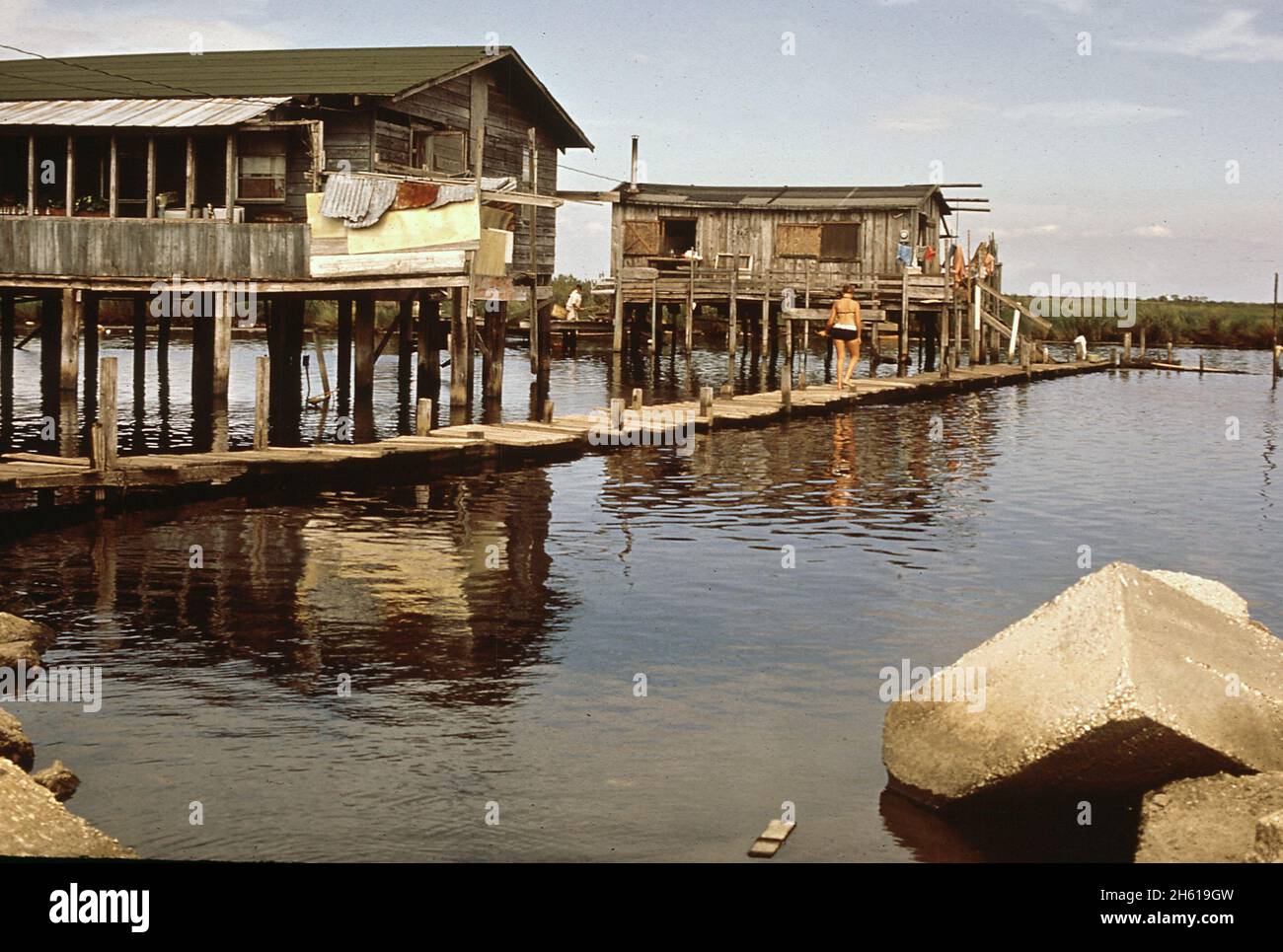 Fishing camps, at Goose Point; Lake Pontchartrain ca. August 1972 Stock ...