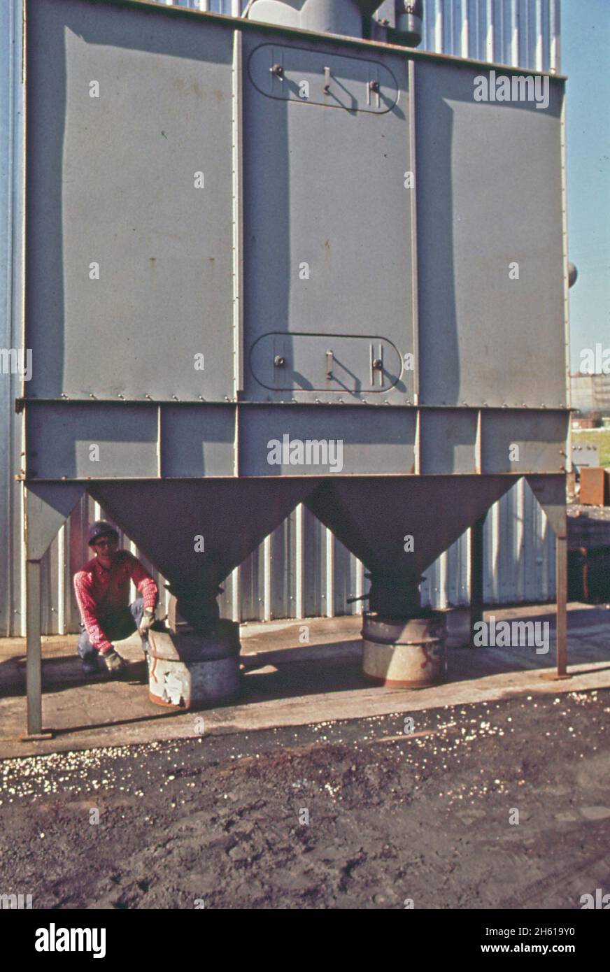 The exterior of a large enclosed sandblasting unit at the Avondale ...