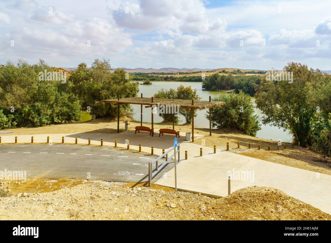 View of the landscape of Yeruham Lake Park, the Negev Desert, Southern ...