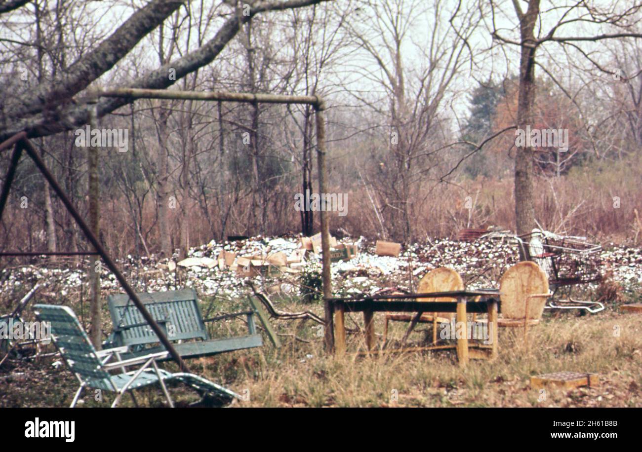 The backyard of a local bar at Crown Point Louisiana is littered with ...