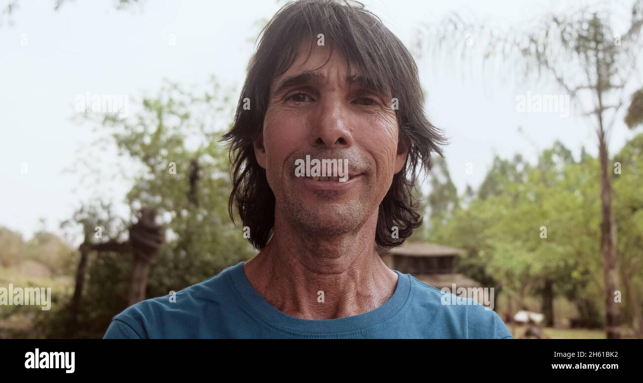 Latin man of indigenous descent on his farm. Brazilian farmer Stock ...