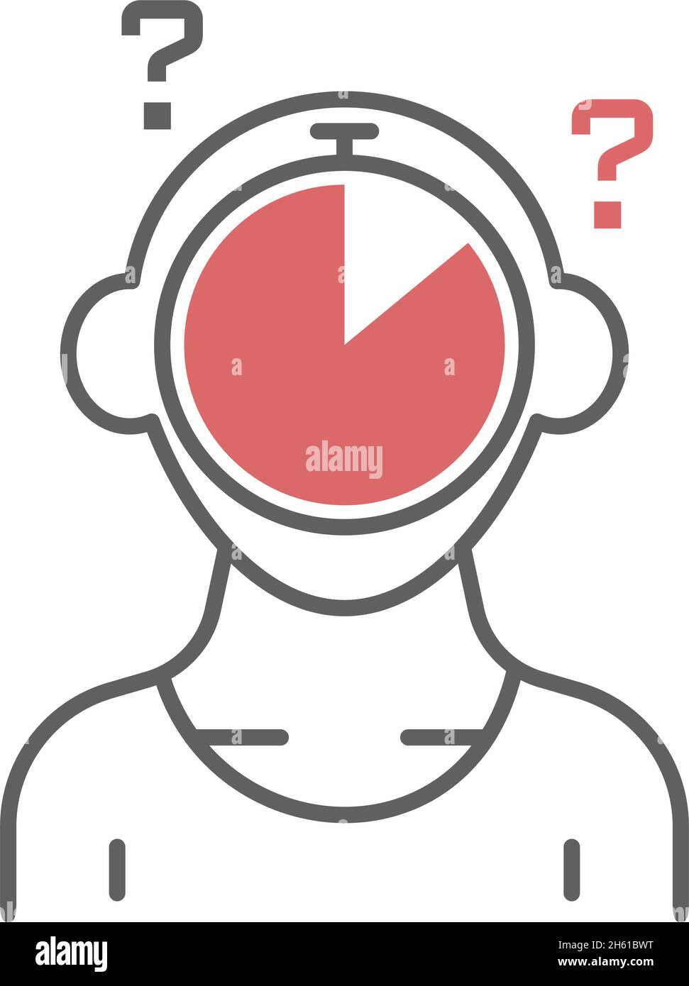 Human figure with stopwatch on his face. Quiz, query, Questions concept ...