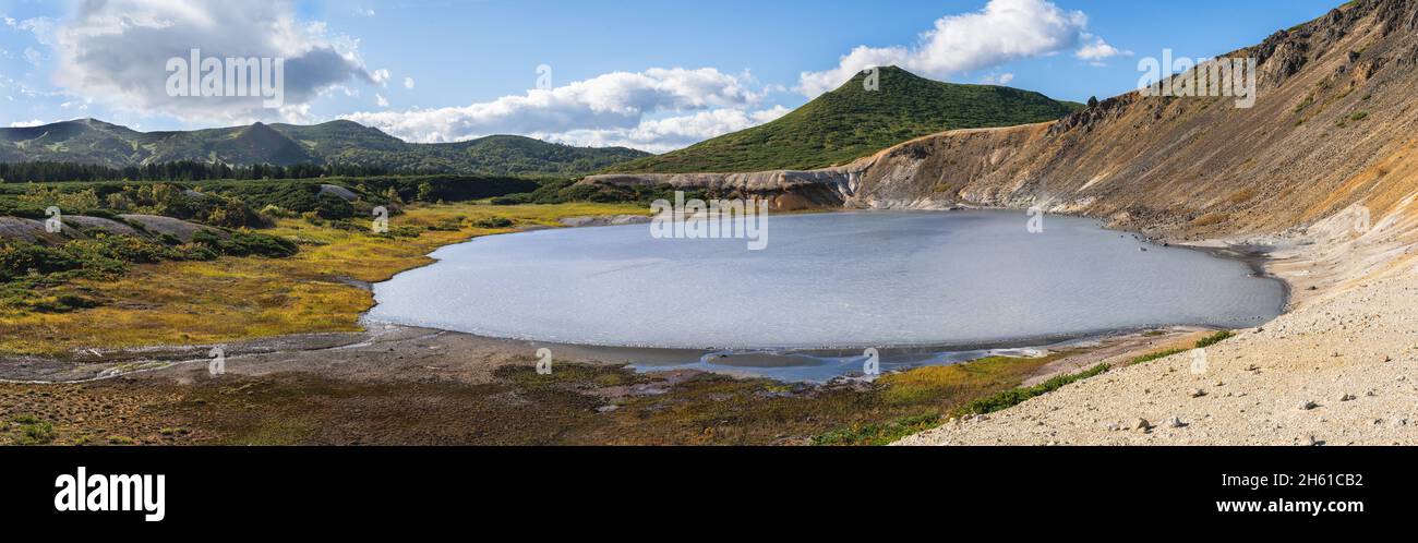 Boiling Island in the caldera of Golovnin volcano on Kunashir Island ...