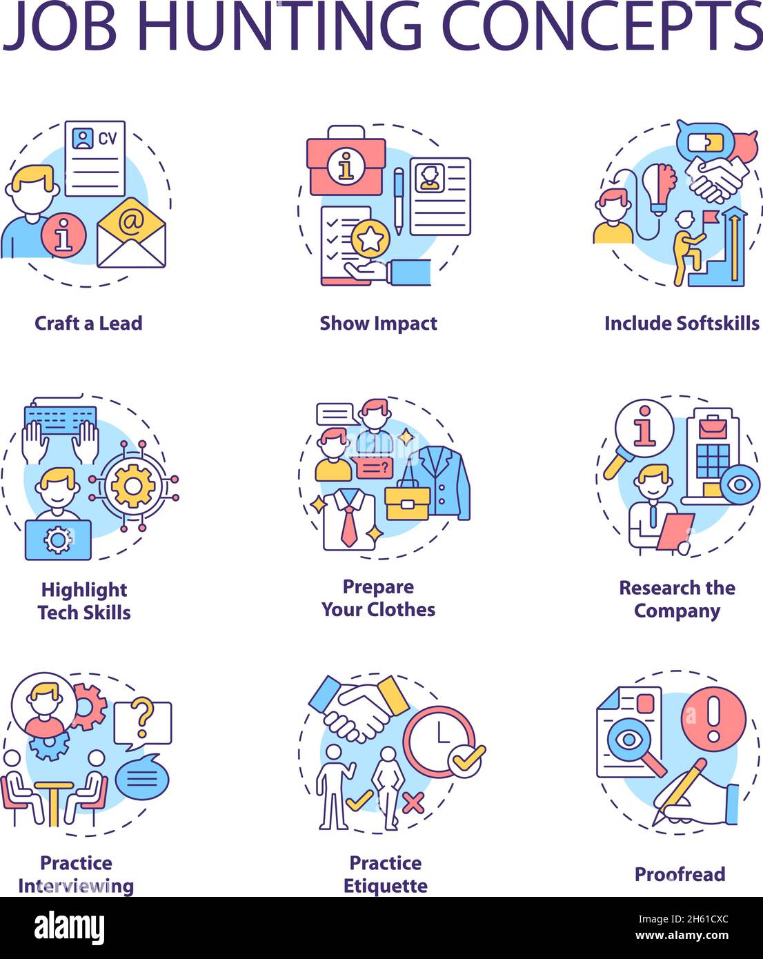 Job hunting concept icons set Stock Vector Image & Art - Alamy