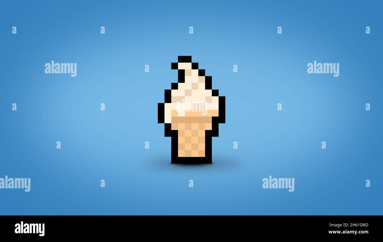 Pixel 8 bit soft serve ice cream wallpaper - high res background Stock ...