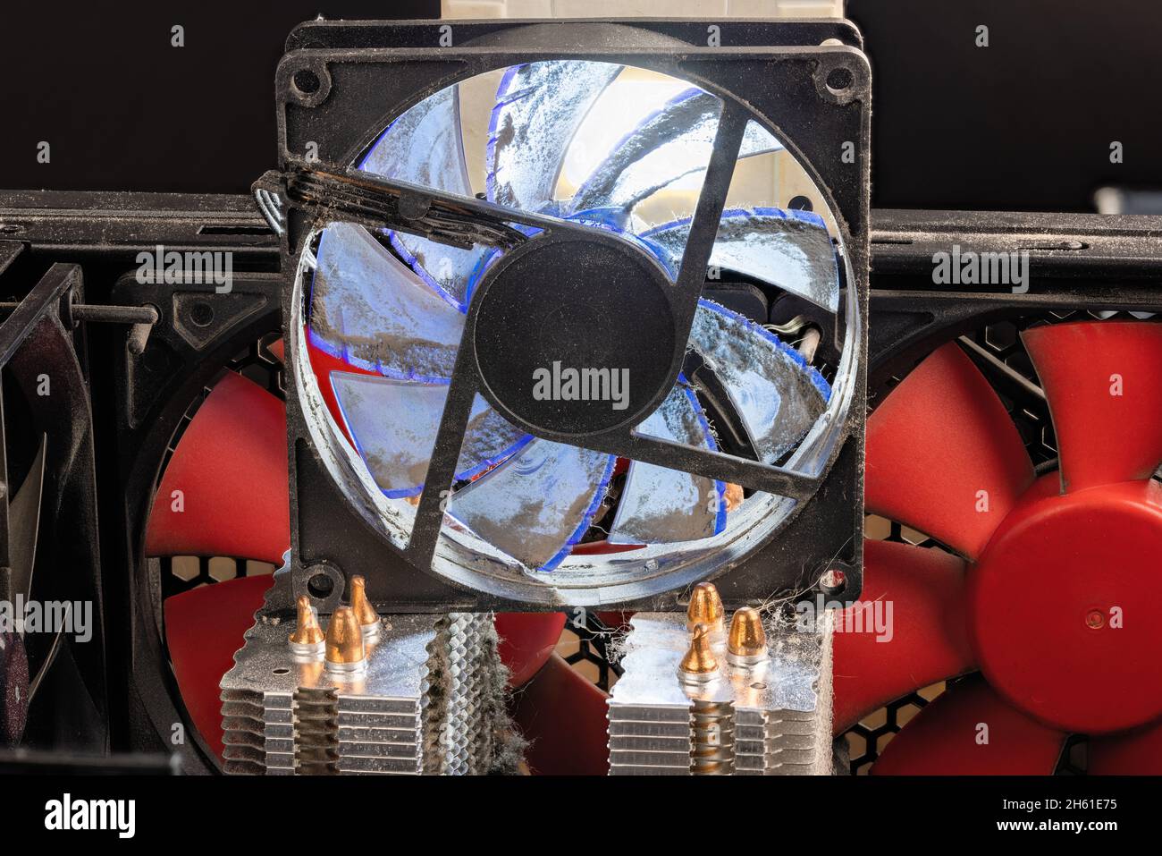 stopped 90 mm pc fan close-up with thick layer of dust Stock Photo - Alamy