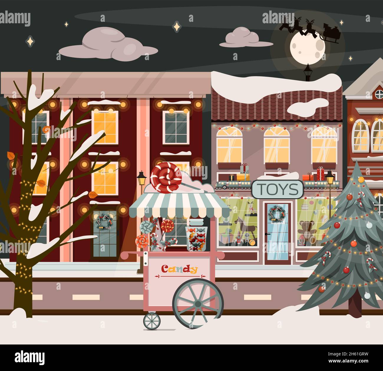 Town square christmas decorations Stock Vector Images - Alamy