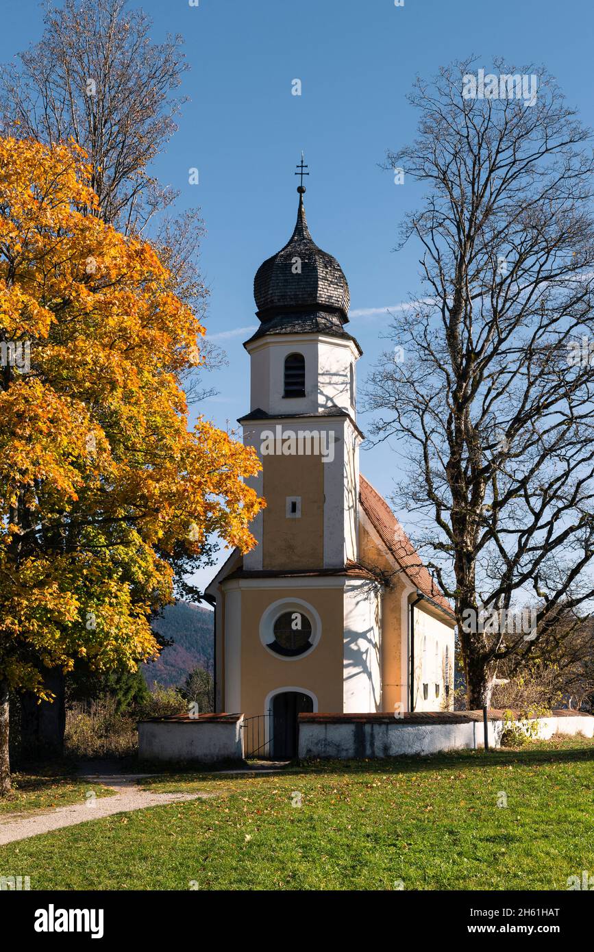 The baroque church of St. Margareth on the Zwergern peninsula in Lake ...