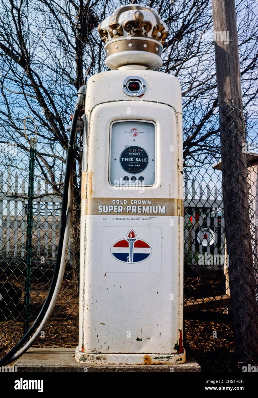 Amoco Gold Crown gas pump, Brooklyn, Iowa; ca. 1980 Stock Photo - Alamy