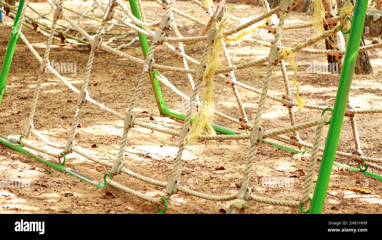 Natural Playground Equipment Rope net Stock Photo - Alamy