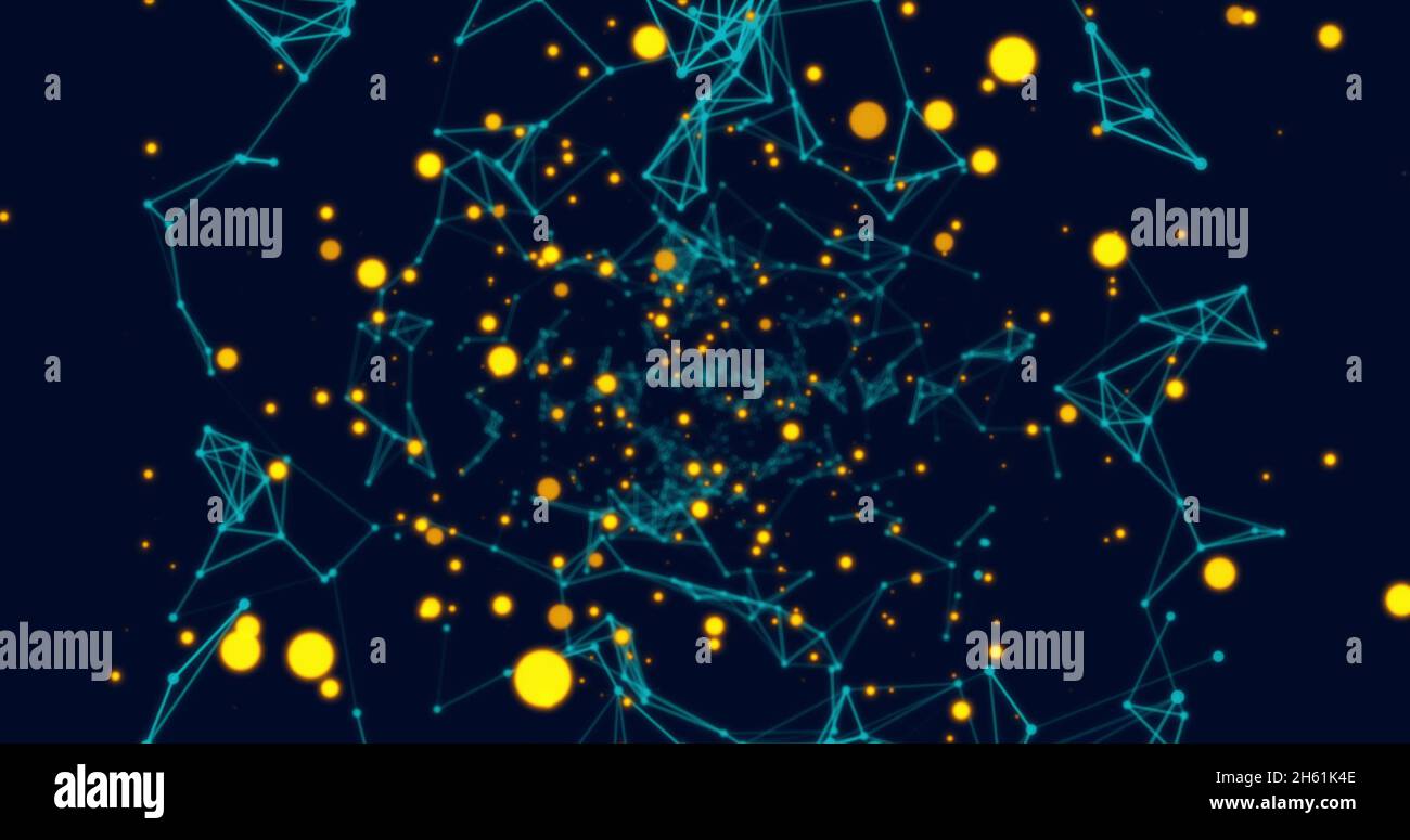 Image of yellow dots over constellations on dark blue background Stock ...