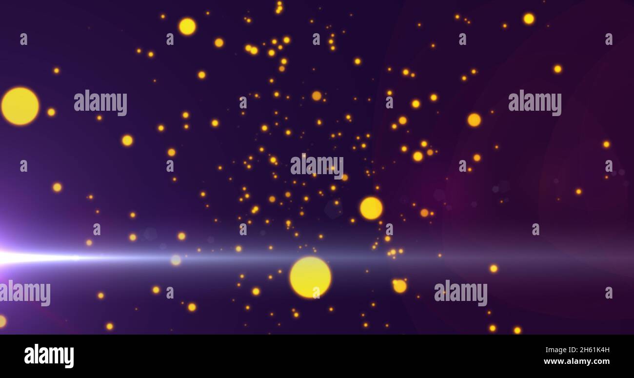 Image of golden dots falling on purple background Stock Photo - Alamy