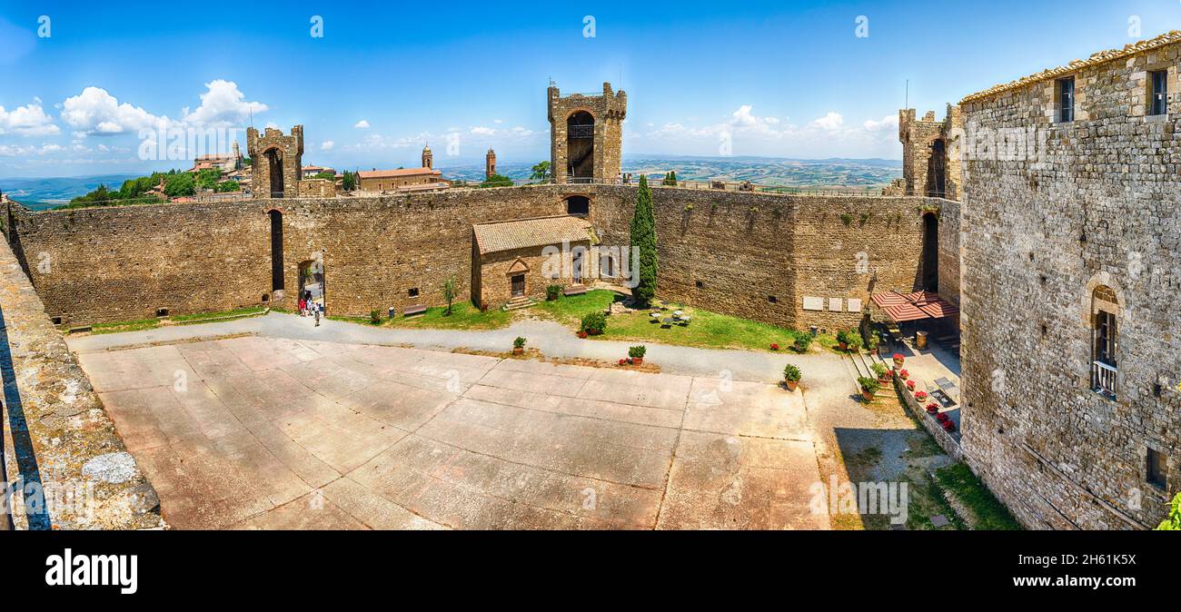 Interior panoramic view of a medieval italian fortress, iconic landmark ...