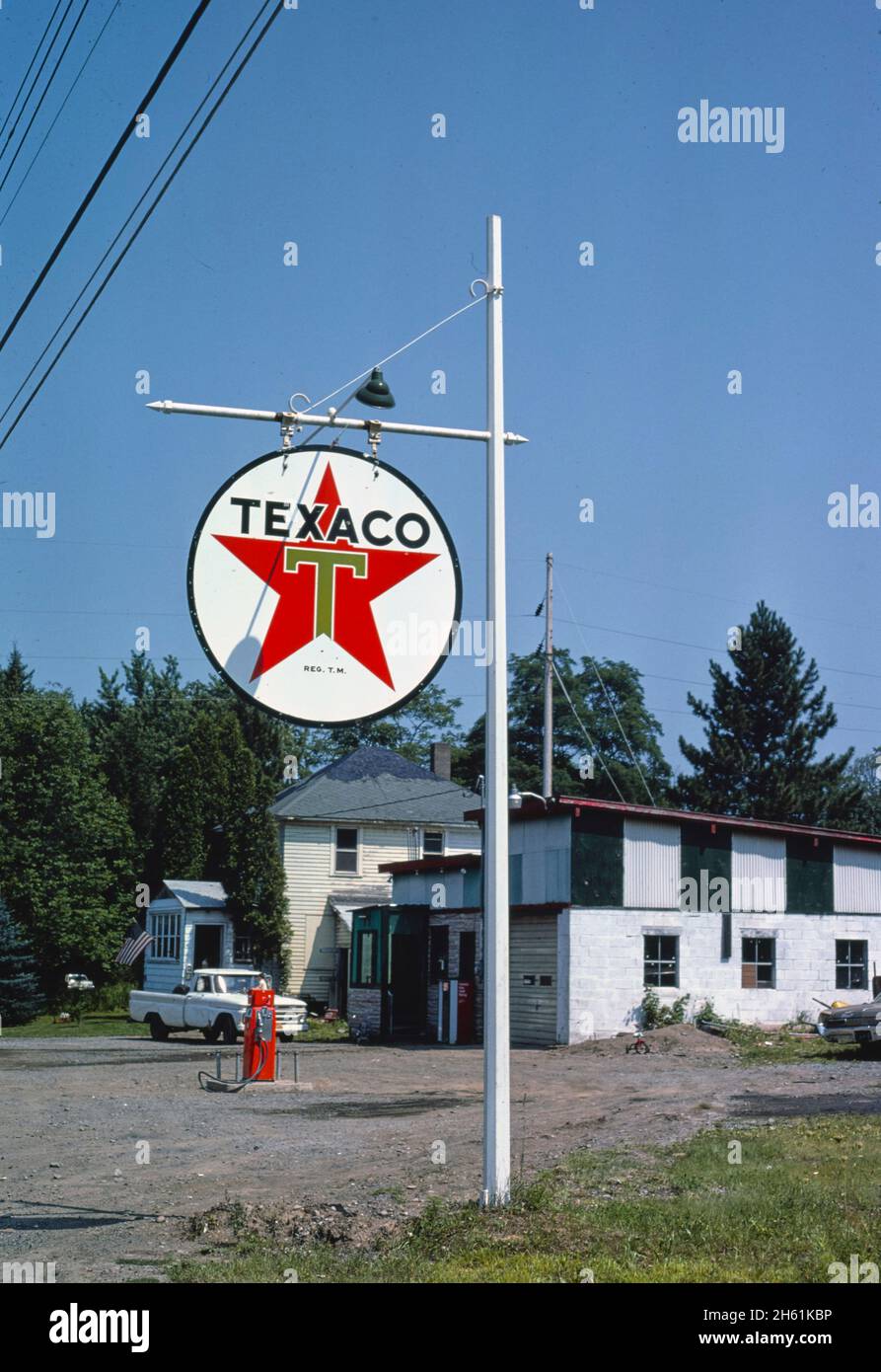 Texaco Gasoline sign, Route 10, Deposit, New York; ca. 1976 Stock Photo ...