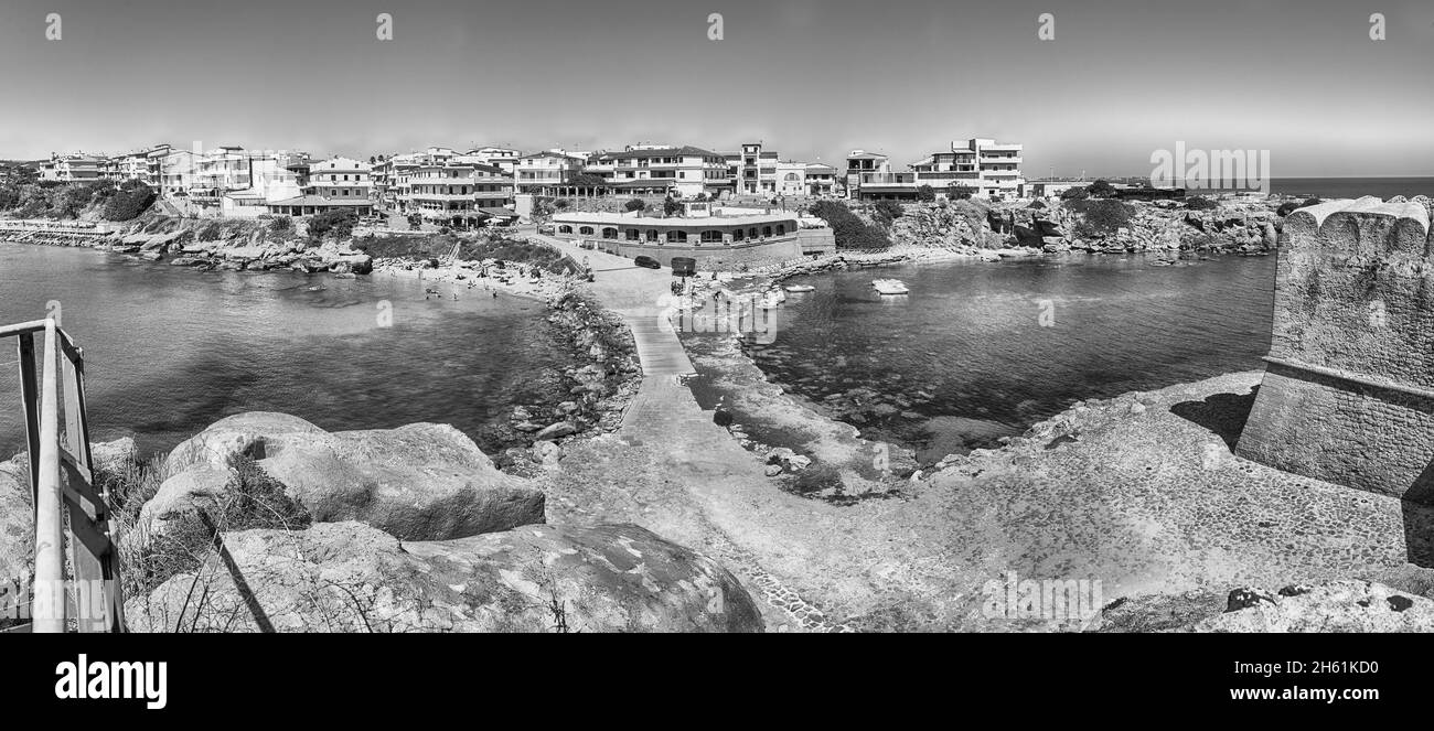 View over the town of Isola di Capo Rizzuto on the Ionian Sea, Calabria ...