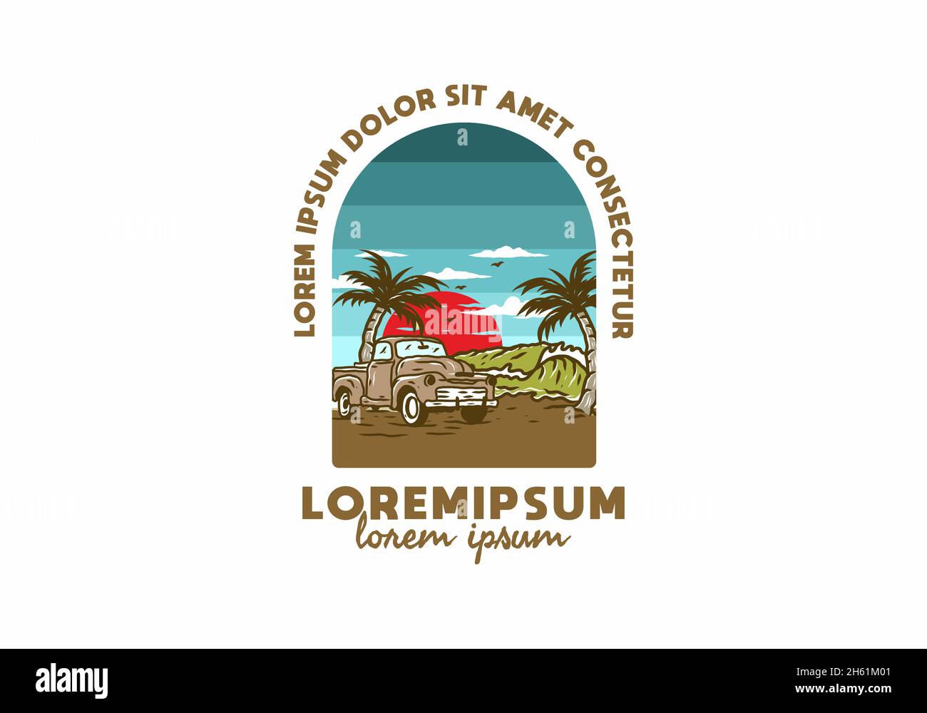 Car in the beach illustration drawing design Stock Vector Image & Art ...