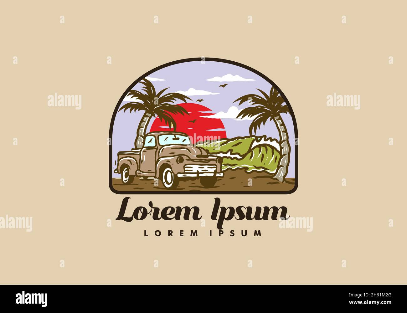 Car in the beach illustration drawing design Stock Vector Image & Art ...