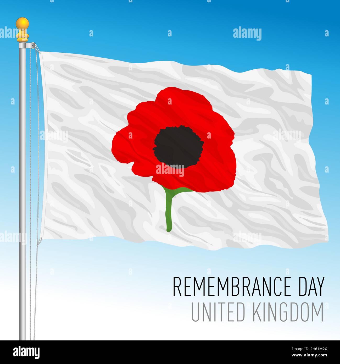 British Remembrance Day flag with poppy symbol, United Kingdom, vector ...