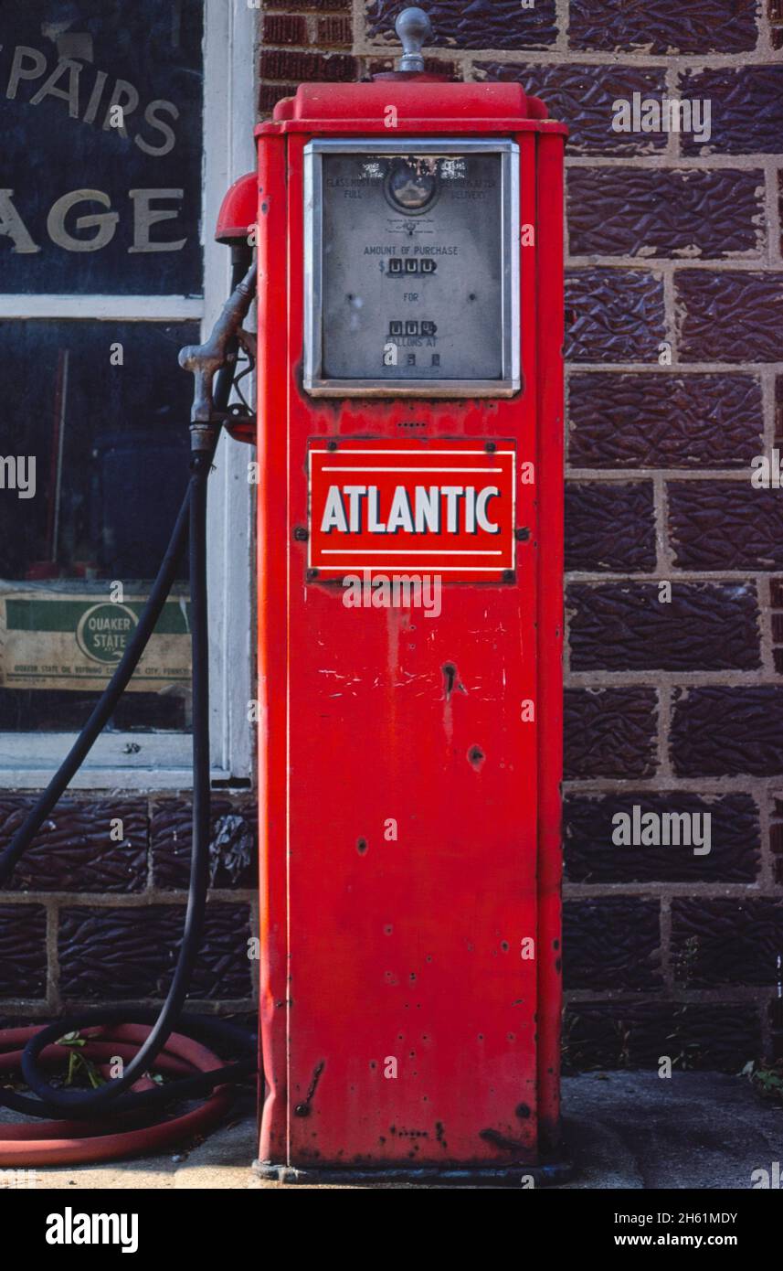 Atlantic gas pump (red), Rt 201, Flatwoods, Pennsylvania; ca. 1977 ...