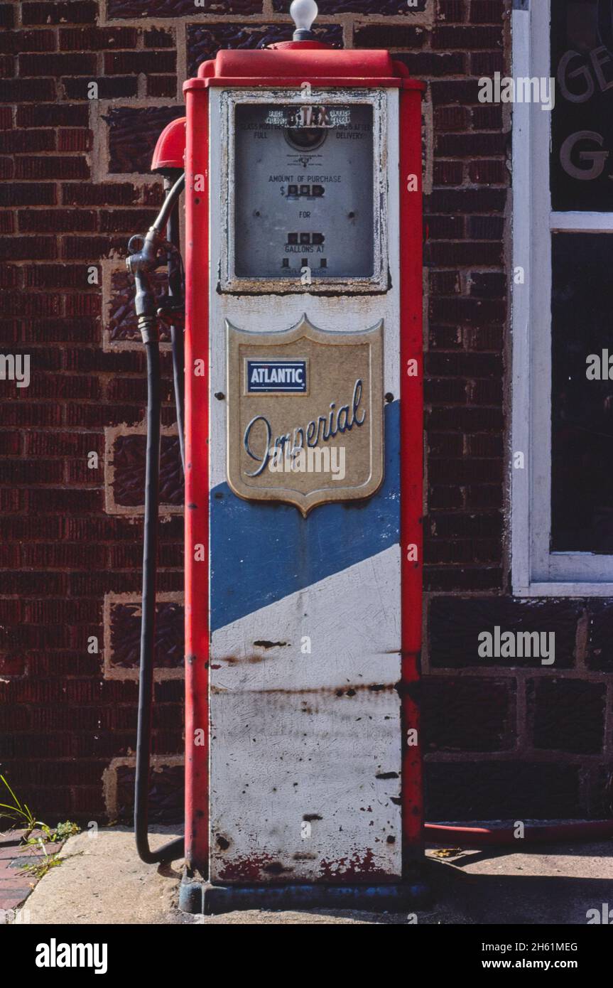 Atlantic gas pump (white), Rt 201, Flatwoods, Pennsylvania; ca. 1977 ...