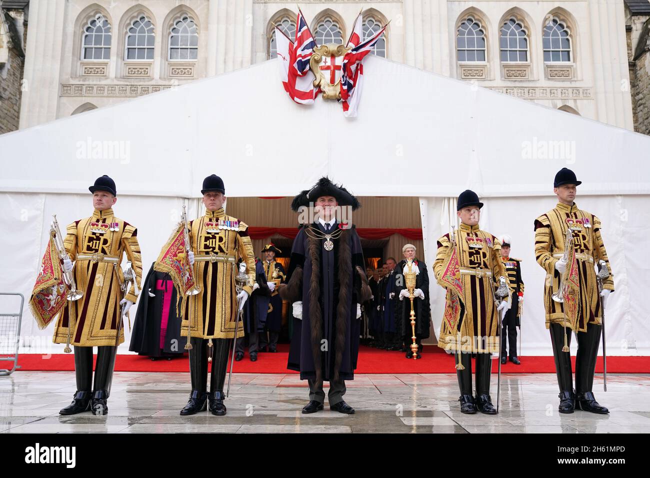 New Lord Mayor of the City of London Vincent Keaveny (centre) after the ...