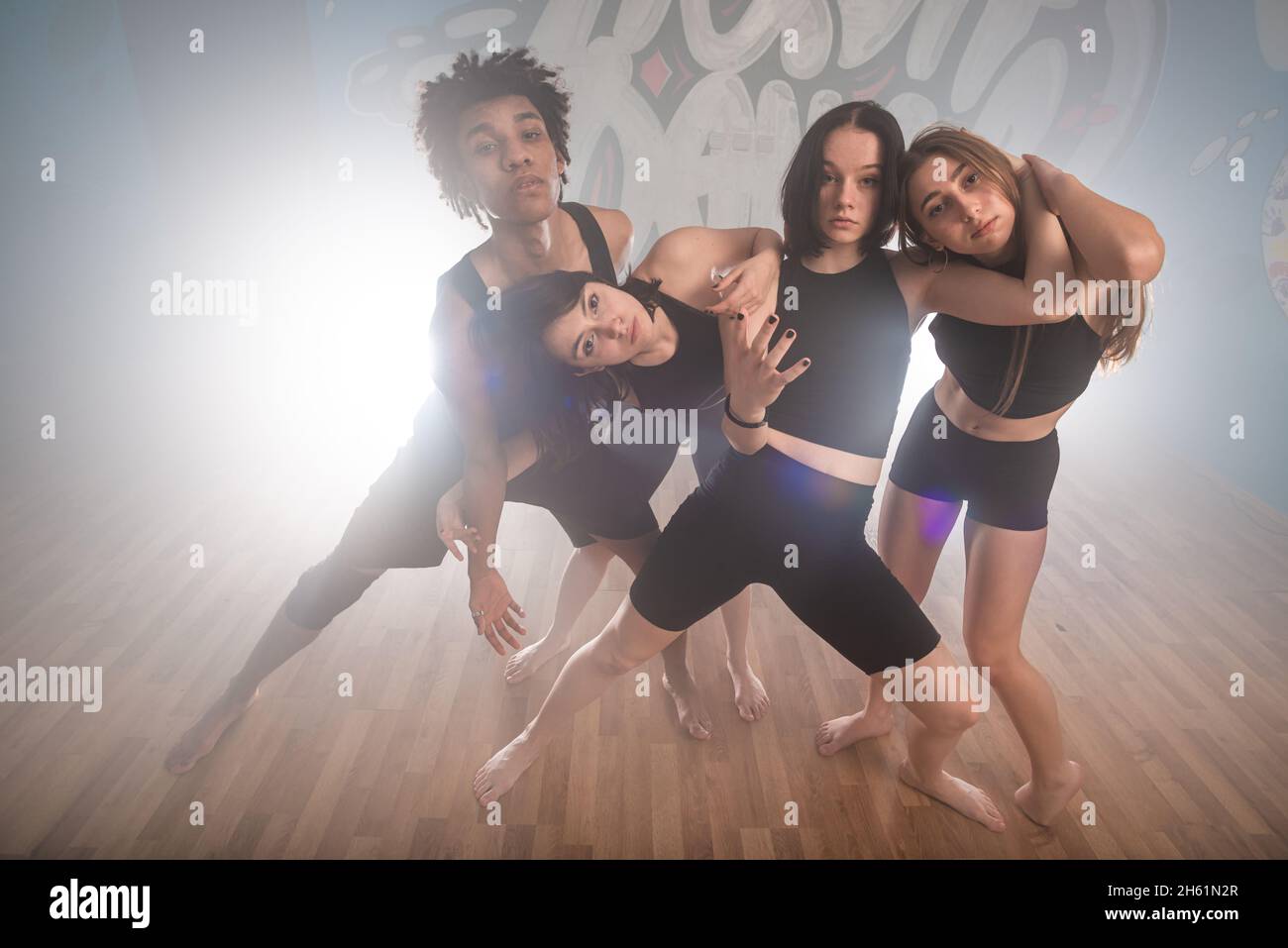 Young group of multiracial friends dancing enjoying and dancing ...