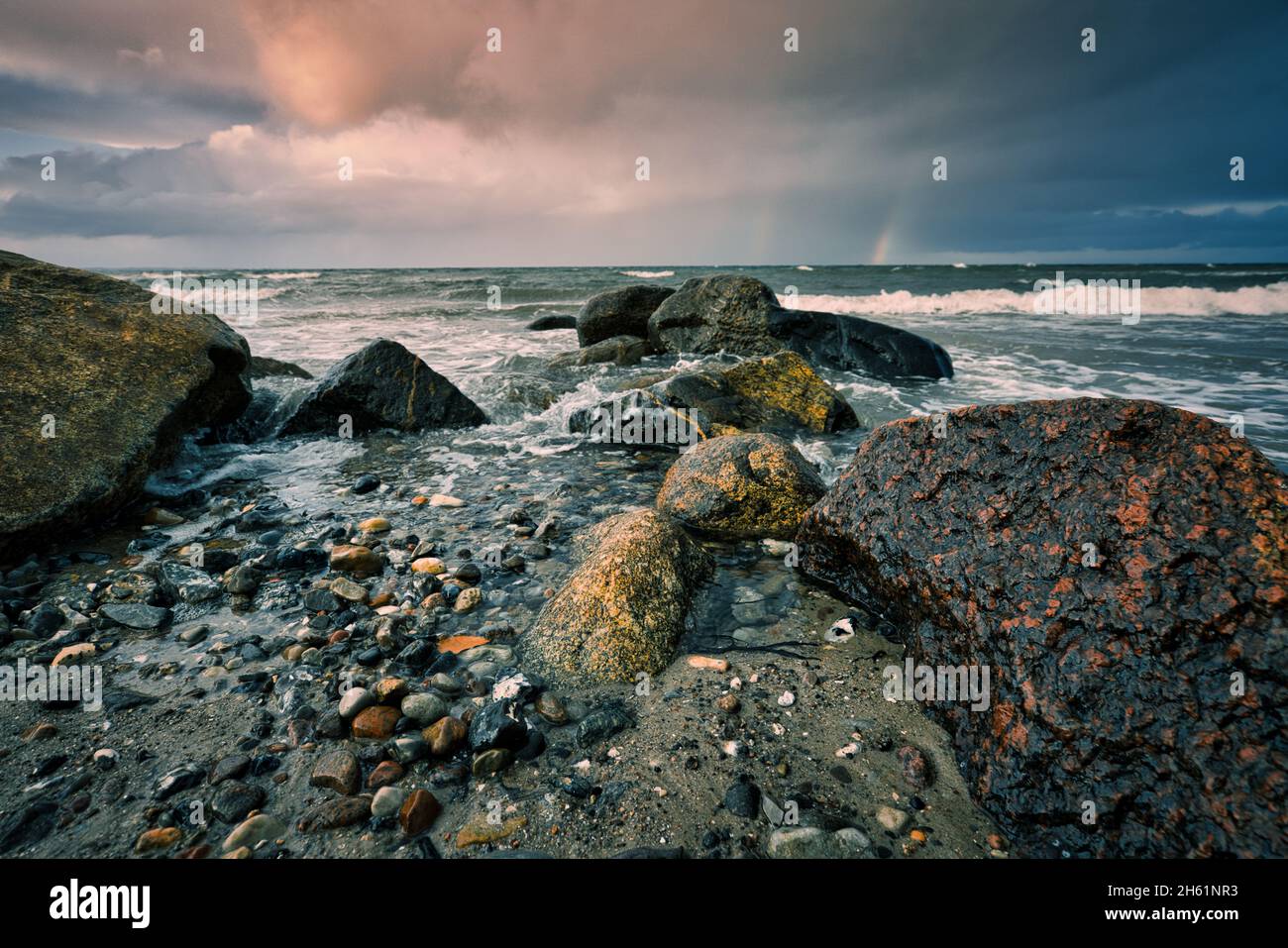 Mesmerizing view of a beautiful seascape at scenic sunset Stock Photo ...