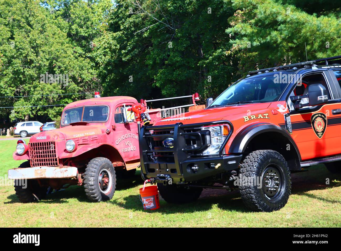 Brush Rapid Attack Trucks - Vintage and New model Stock Photo - Alamy
