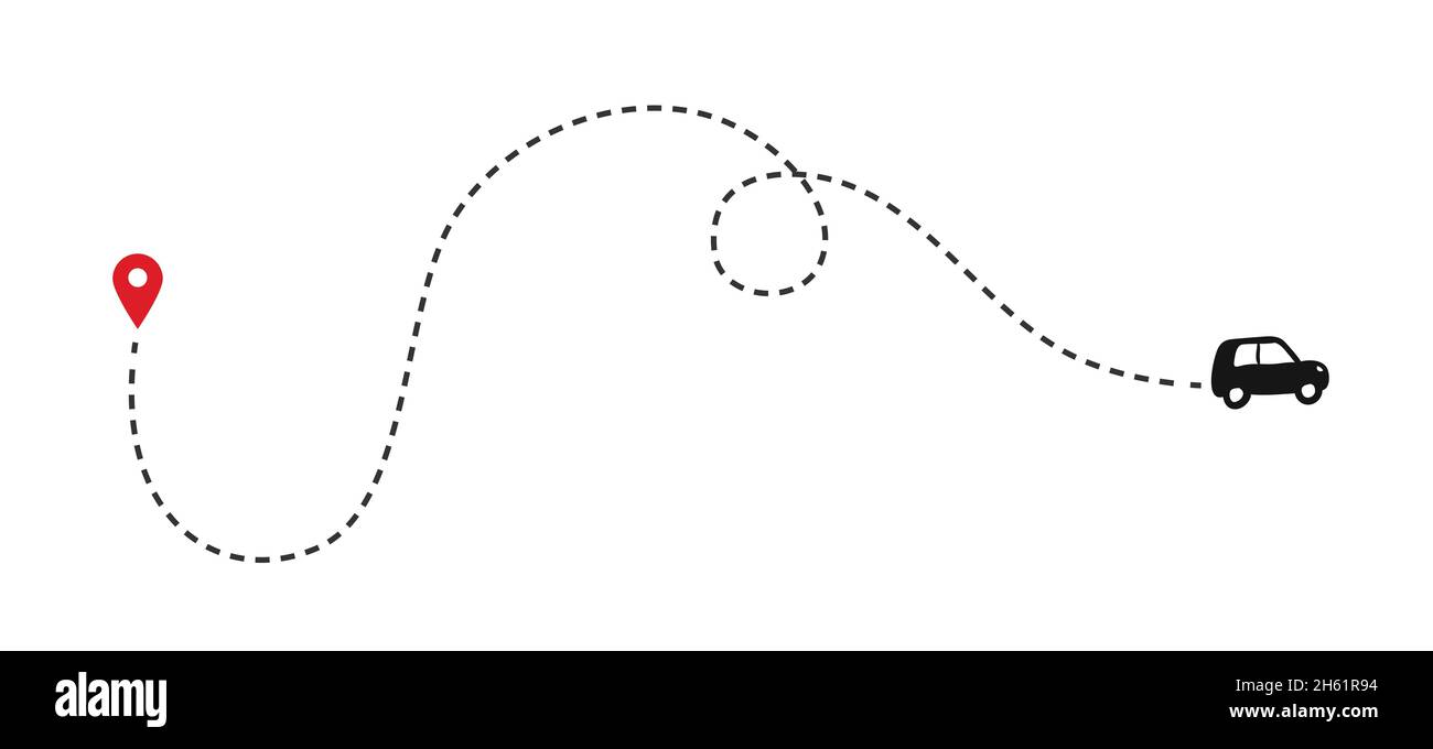 Car route concept with automobile path and map pointers Stock Photo - Alamy