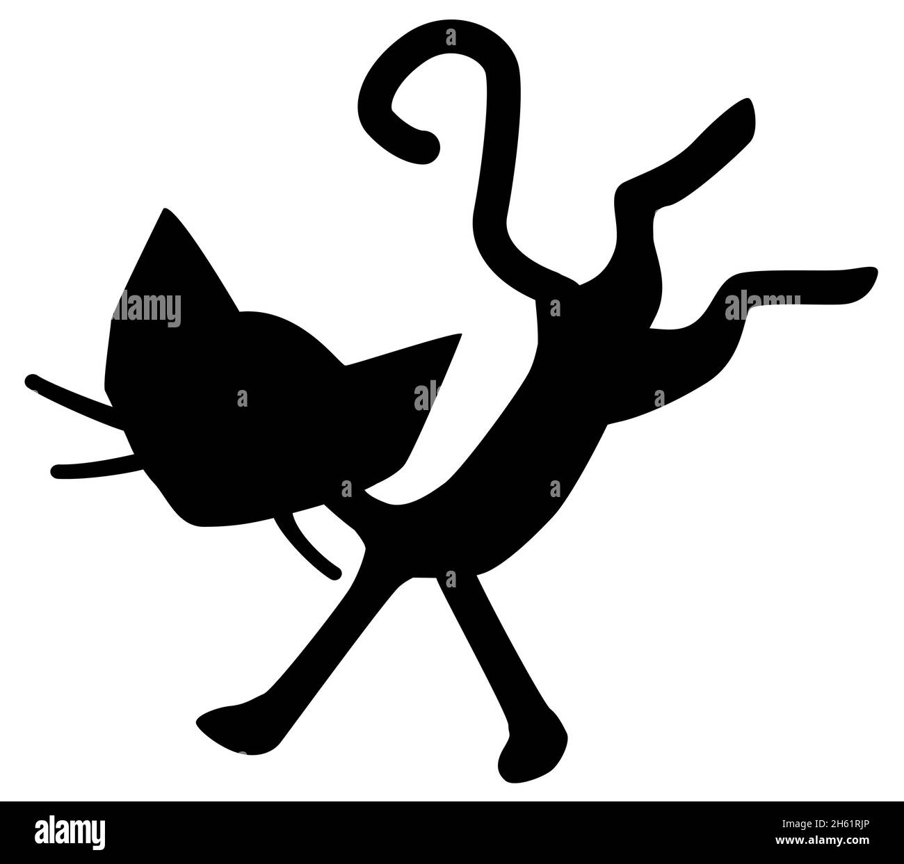 Cat tumble stencil black, vector illustration, horizontal, isolated ...