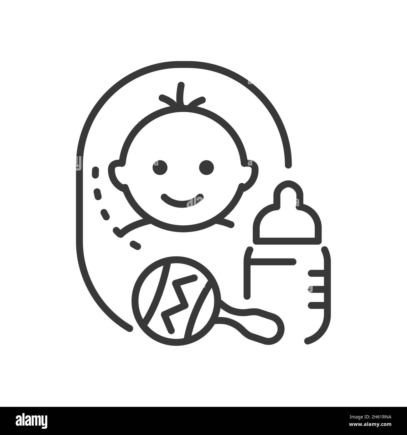 Infant - vector line design single isolated icon on white background ...