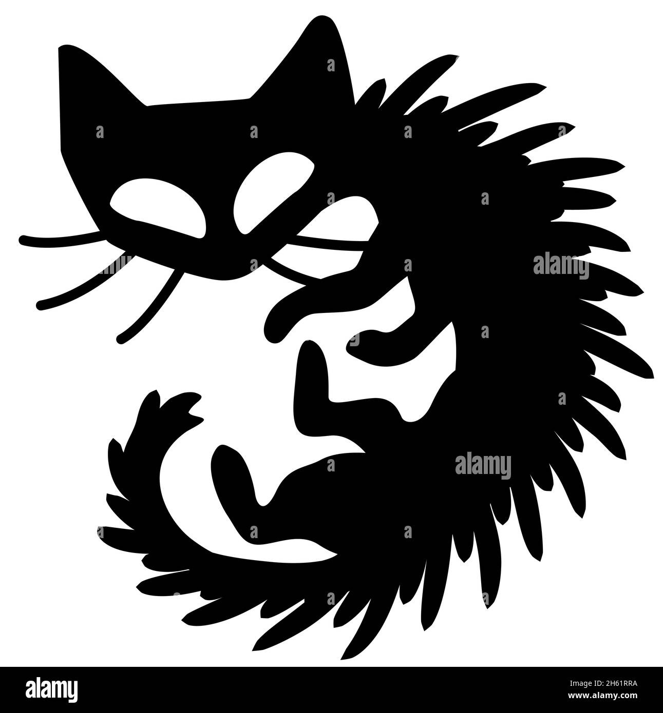 Spiky cat fur stencil black, vector illustration, horizontal, isolated ...