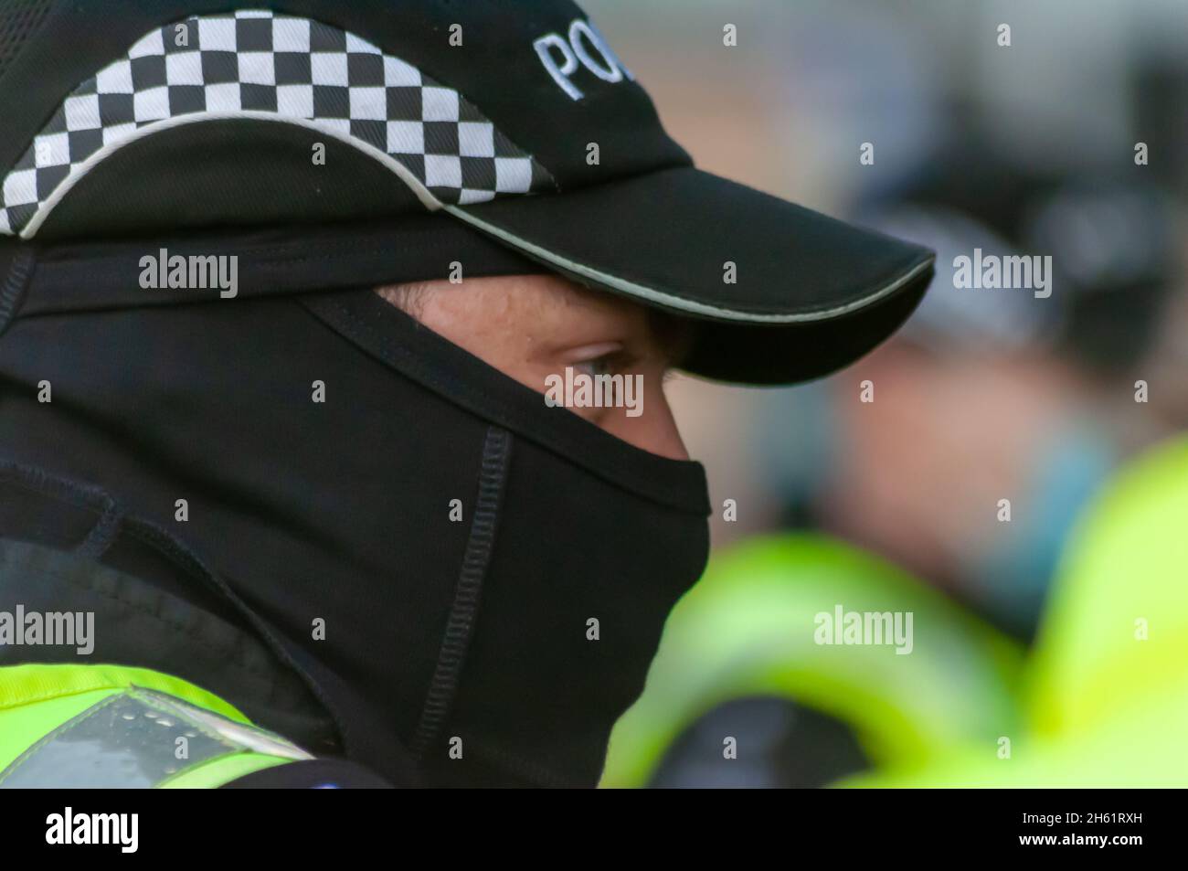 Glasgow, Scotland, UK. 12th November 2021: A police officer wearing a ...