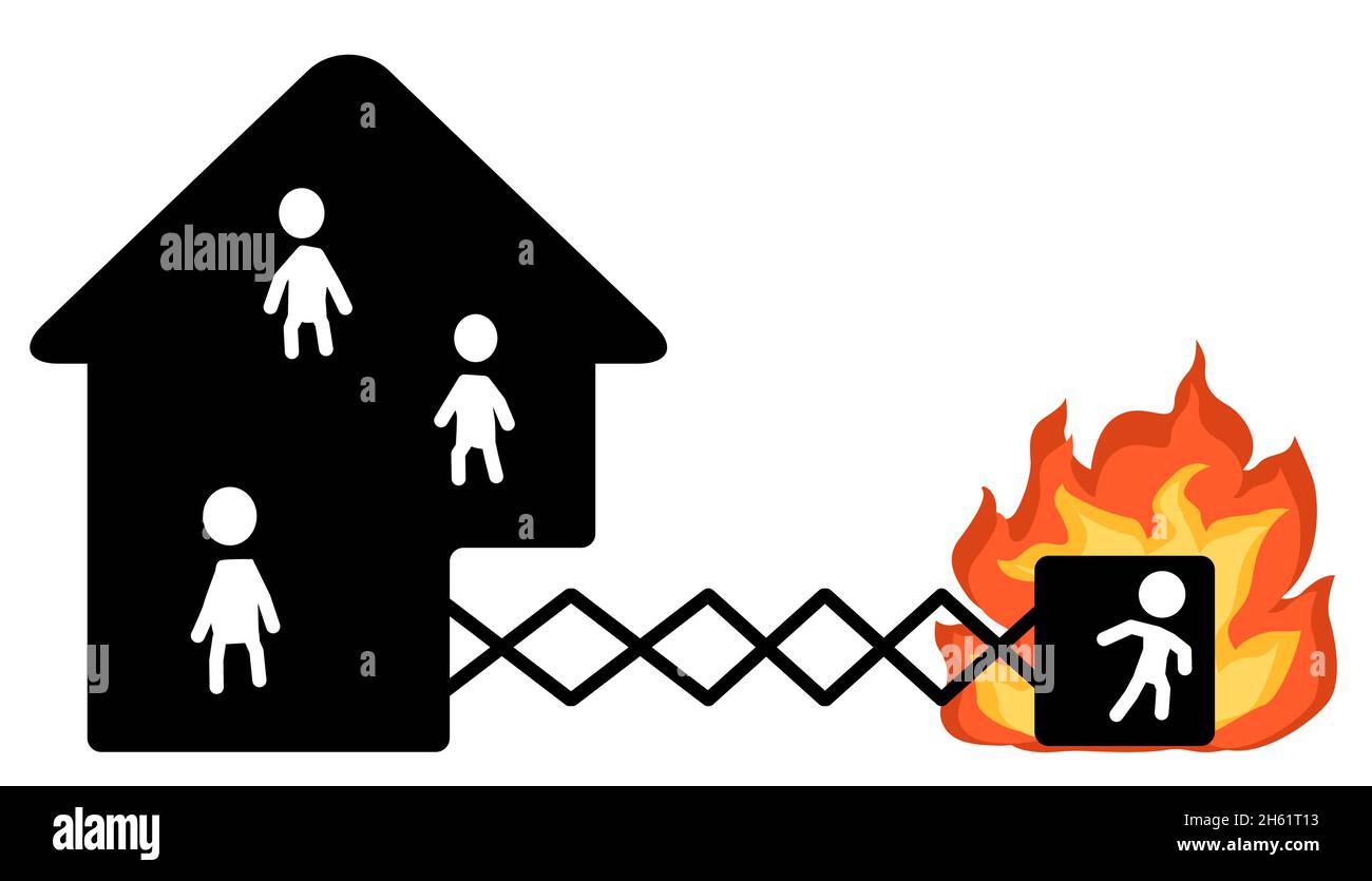 House ejecting burning room with tenant cartoon color vector ...