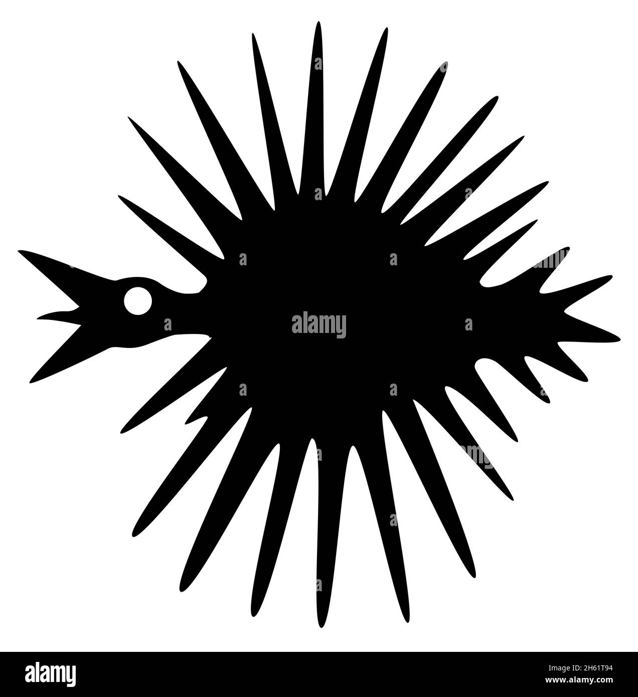 Spiky bird stencil black, vector illustration, horizontal, isolated ...