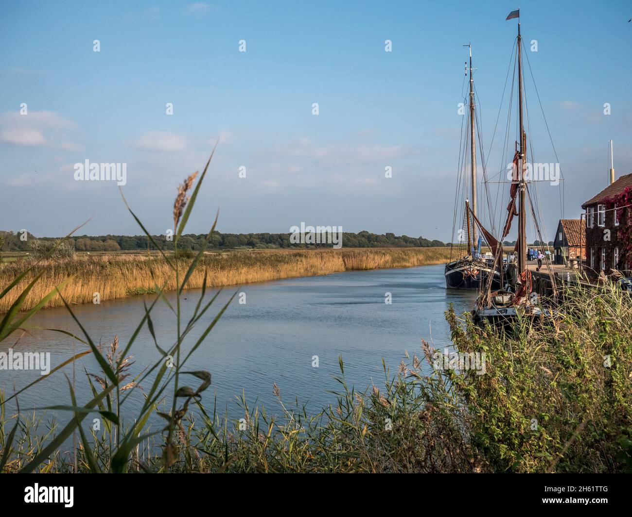 These are the barges on the River Alde near to the Snape Maltings for ...