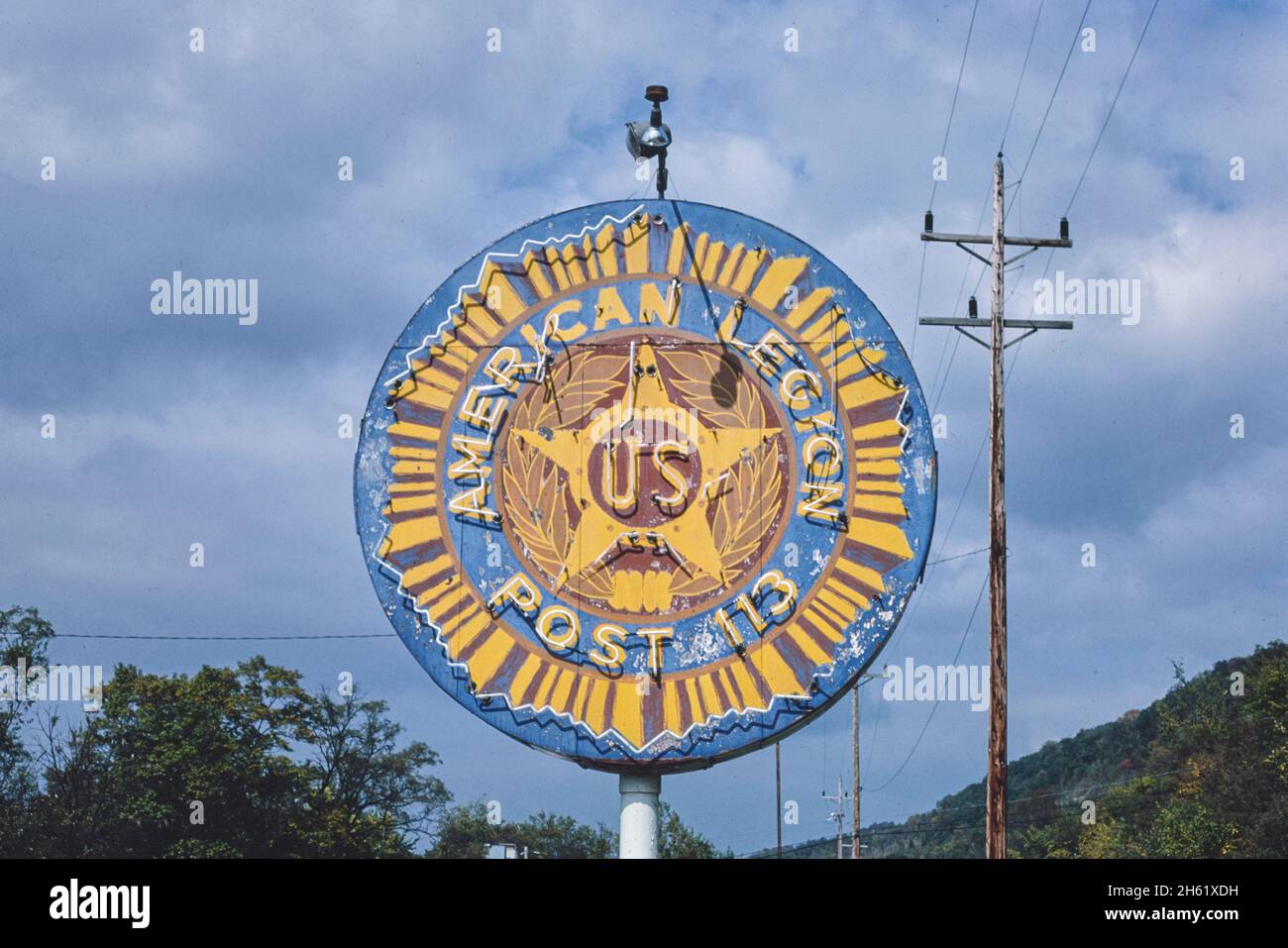 American Legion sign, Route 220, Bedford, Pennsylvania; ca. 1984 Stock ...