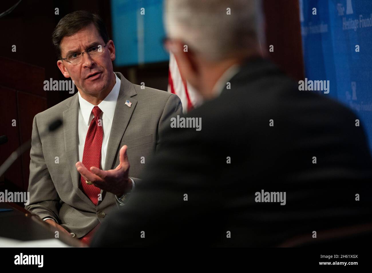 Mark esper at the heritage foundation hi-res stock photography and ...