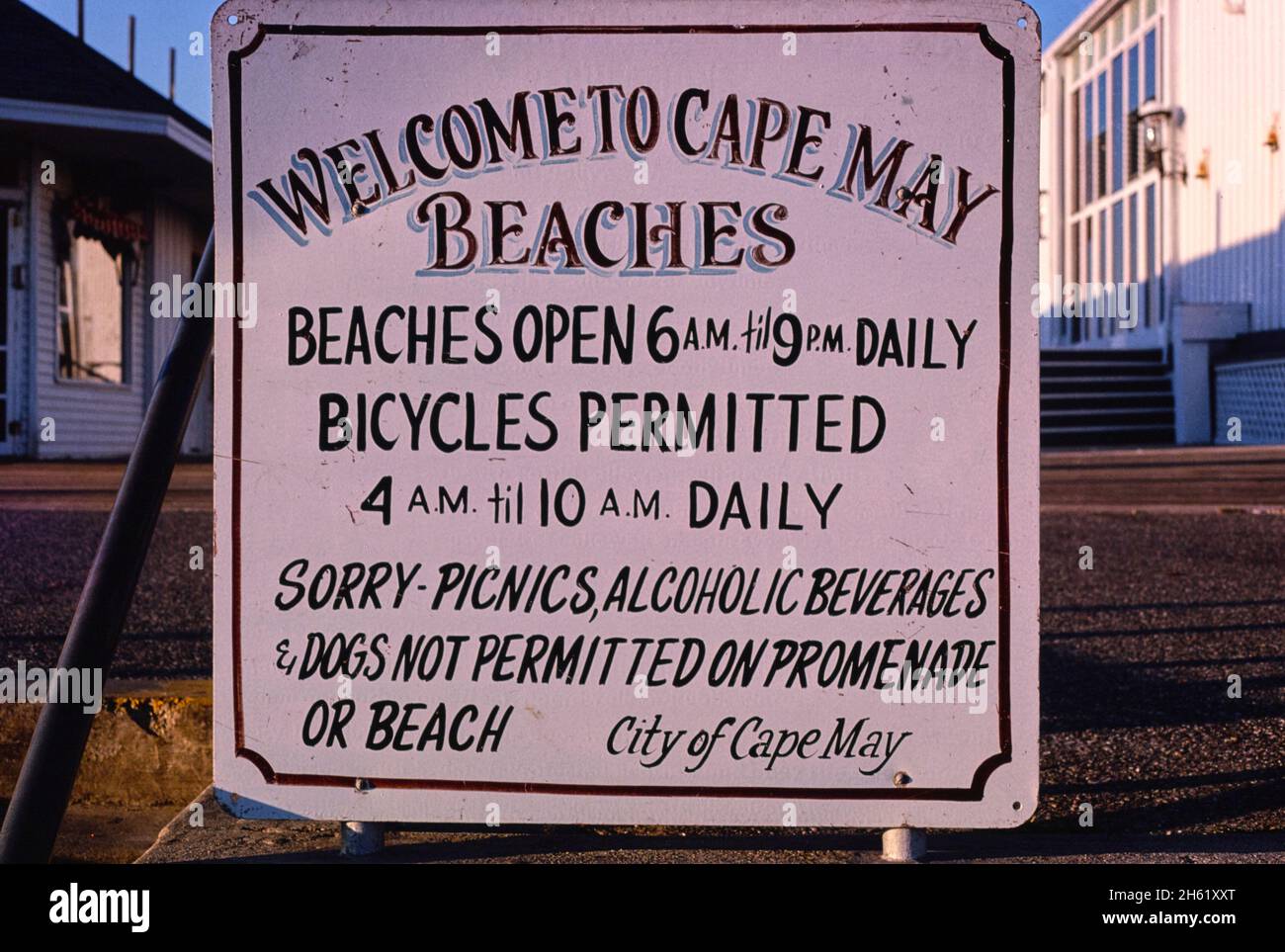 Beach rules, Cape May, New Jersey; ca. 1978 Stock Photo - Alamy