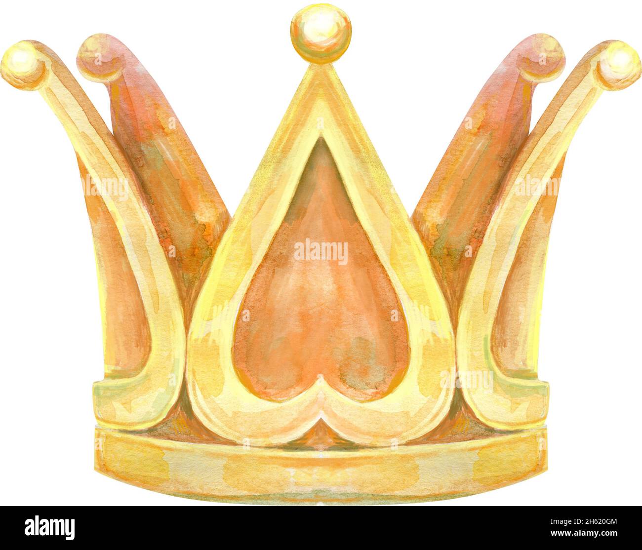 Watercolor Gold Crown with intertwining decorative elements Stock Photo ...