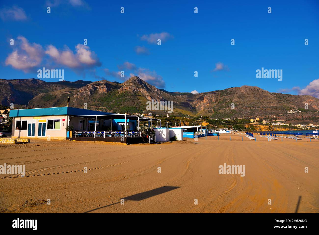 long sandy beach in Castellammare del golfo Sicily Italy Stock Photo ...