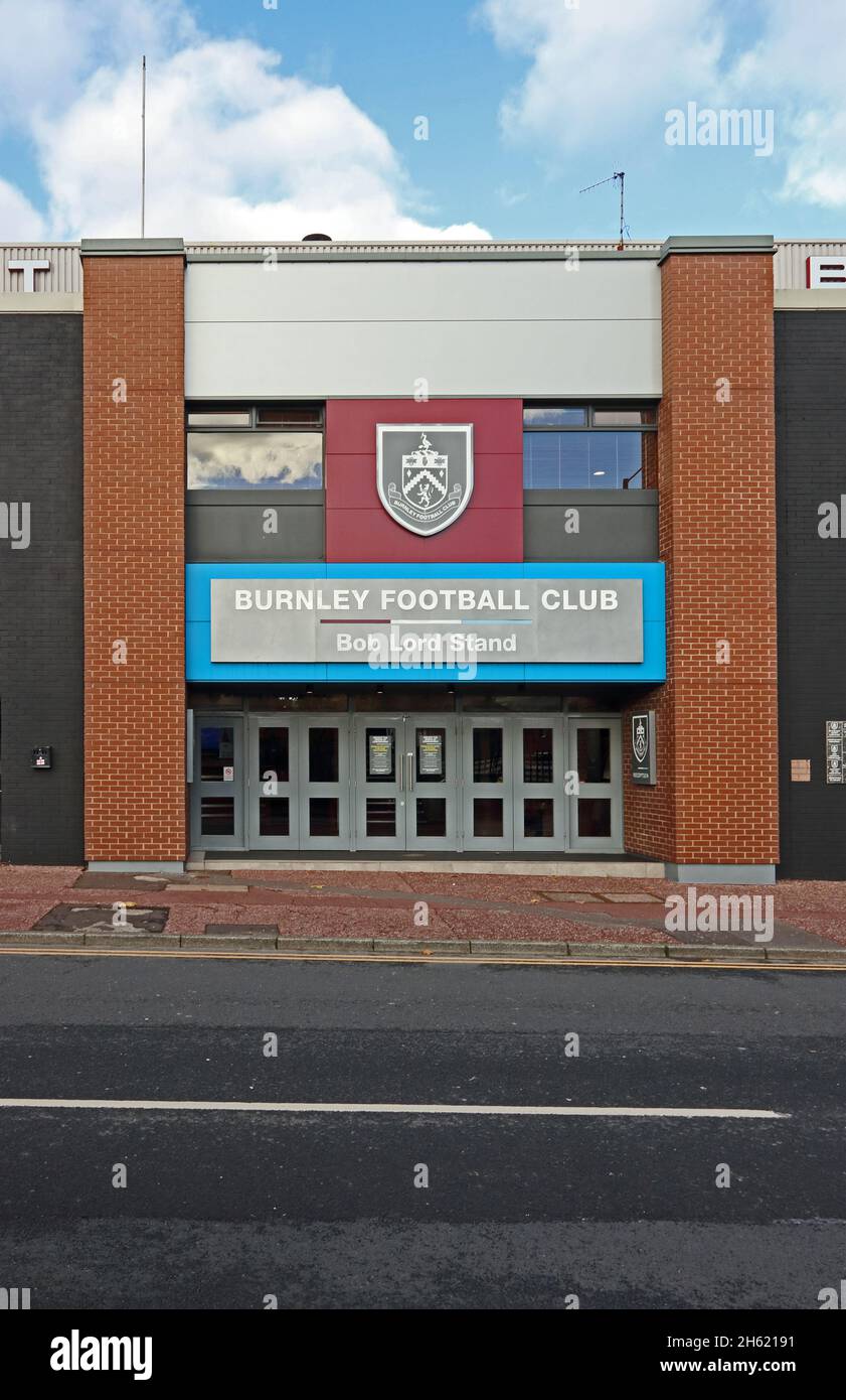 Entrance to Bob Lord Stand at Turf Moor, home of Burnley FC Stock Photo ...