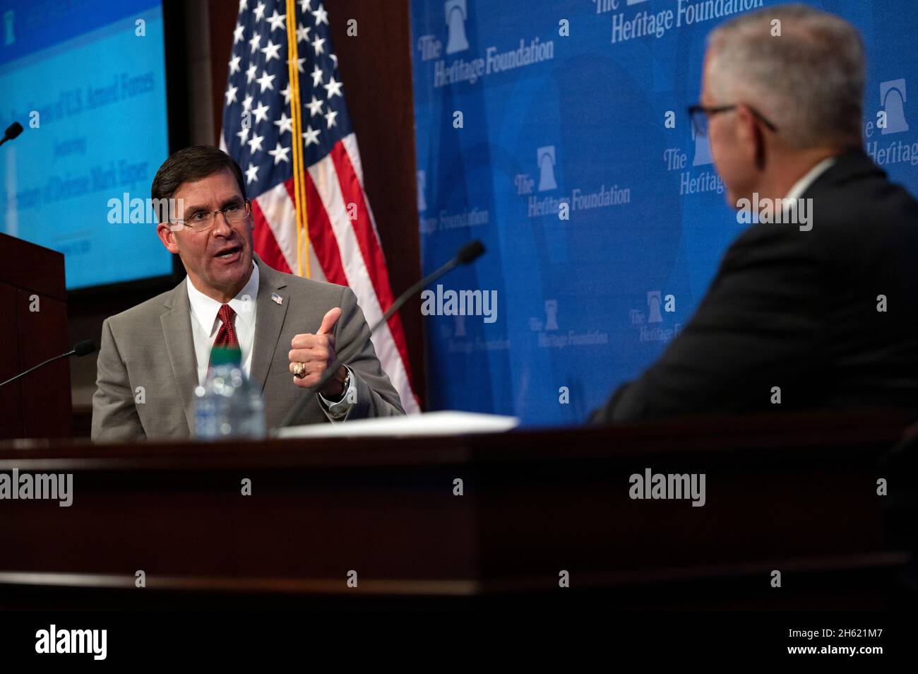Mark esper at the heritage foundation hi-res stock photography and ...