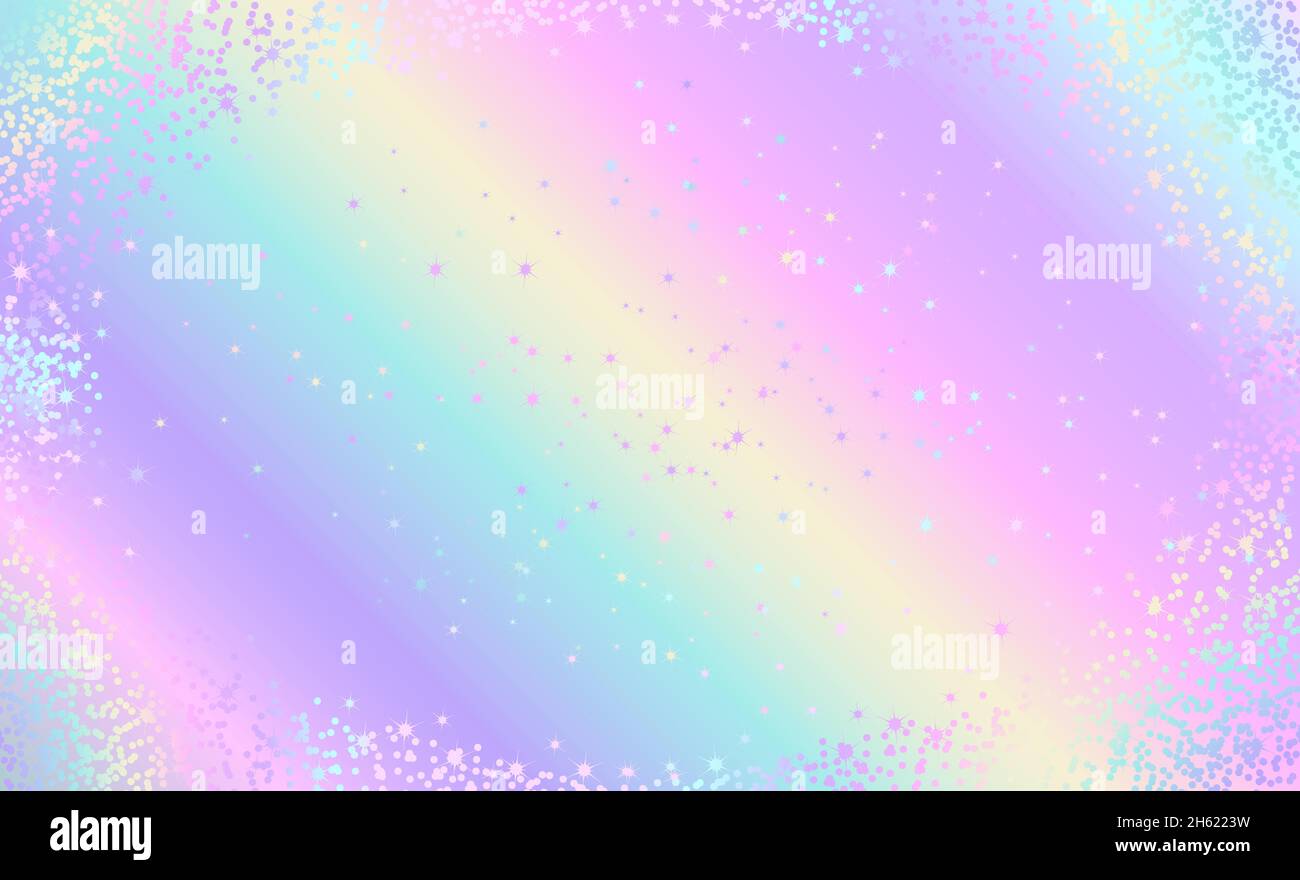 Fantasy holographic background of magic rainbow sky with sparkling ...