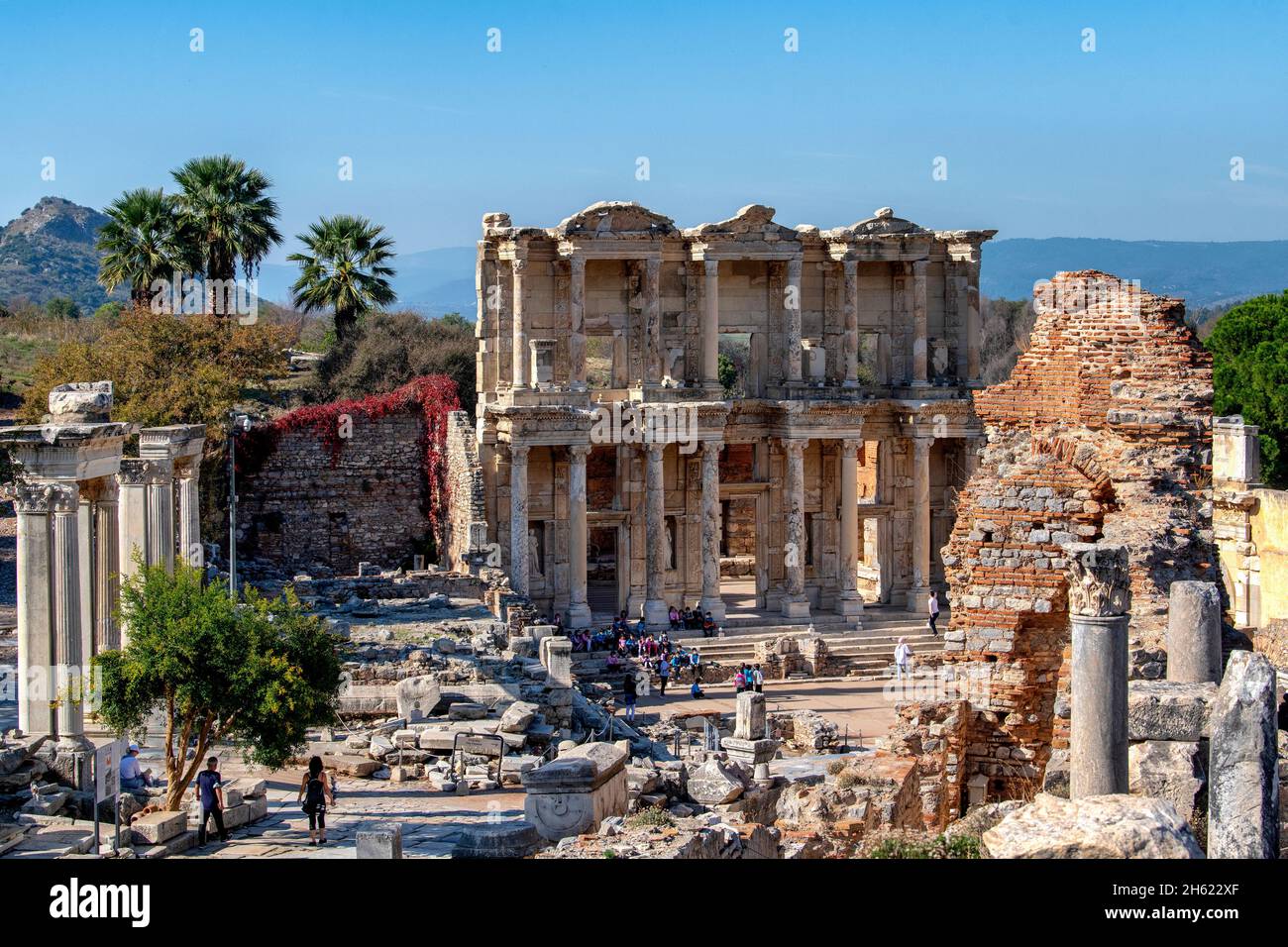 The Library of Celsus at Ephesus, an ancient city in Turkey’s Central ...
