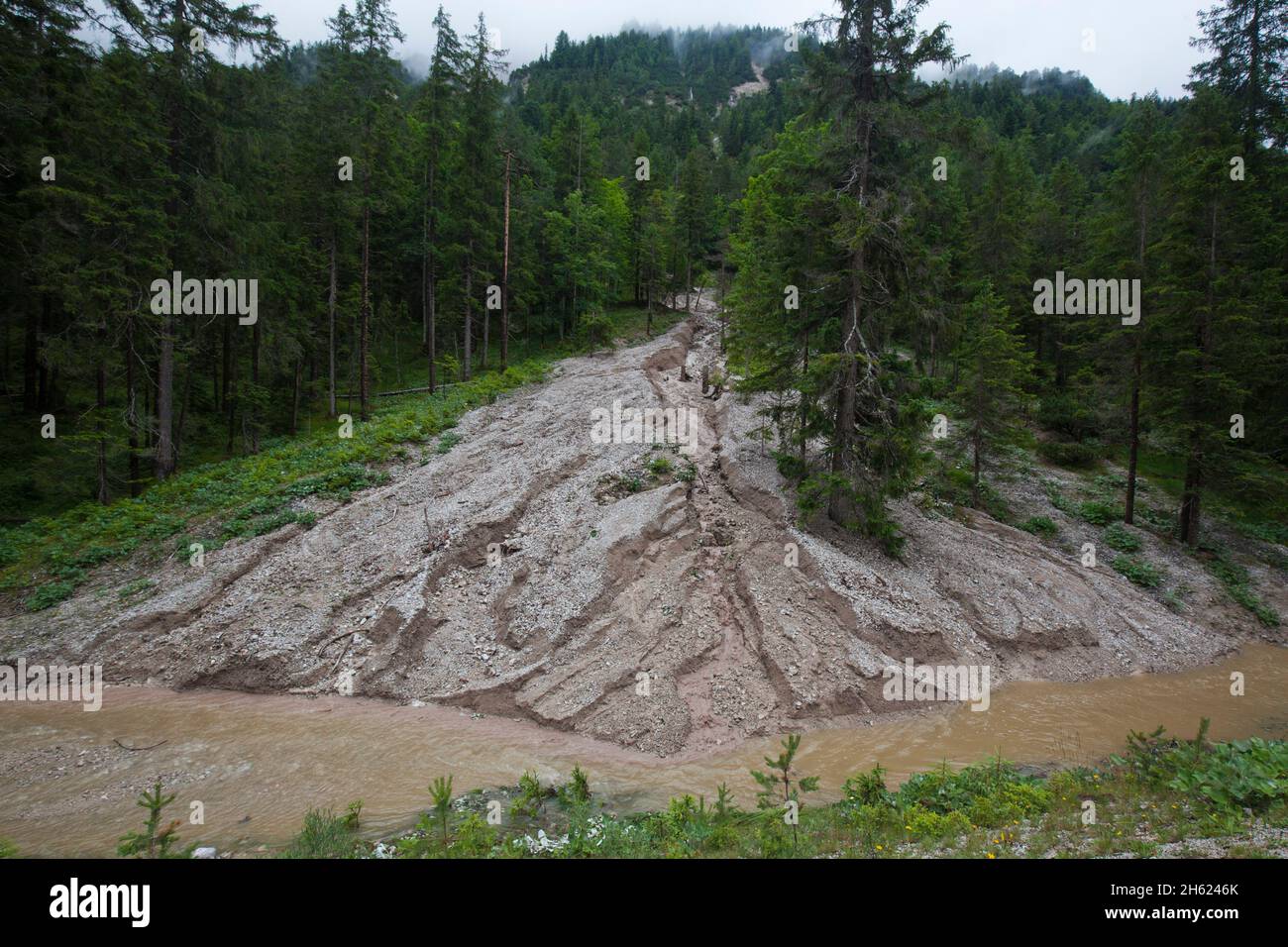 debris cone in the mountain forest caused by heavy rain Stock Photo - Alamy