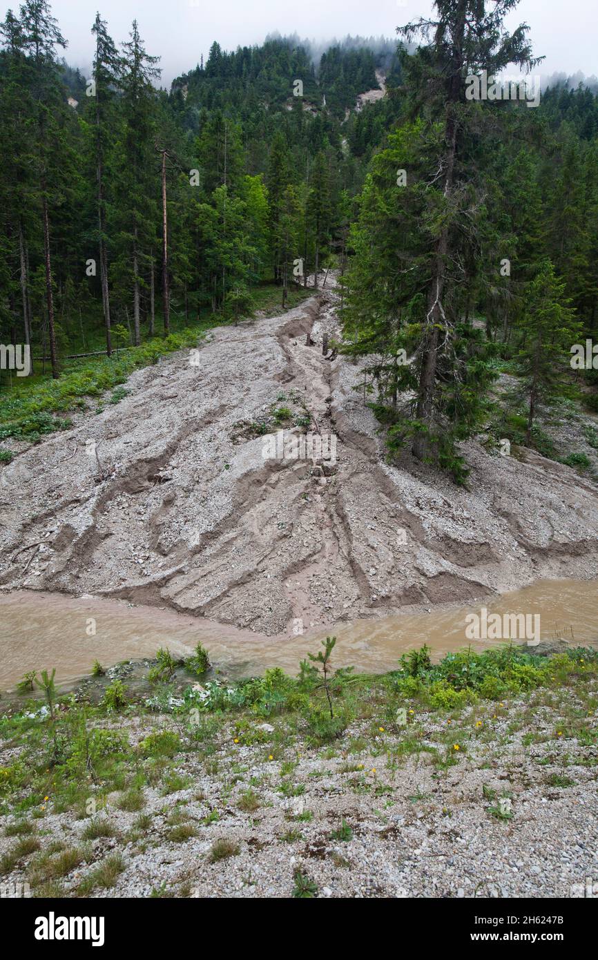 Debris cone in the mountain forest caused by heavy rain hi-res stock ...