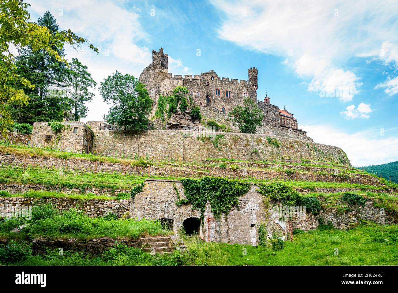 south side of reichenstein castle near trechtingshausen on the middle ...